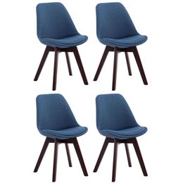 CLP 4er Set Besucherst&uuml;hle Borneo V2 Walnuss Stoff Farbe:blau;Gestell Farbe:walnuss