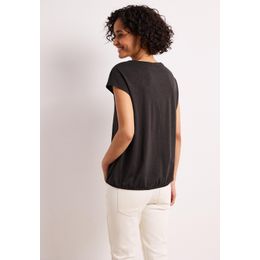 Street One Damen T-Shirtespresso braun, Gr. 36, unifarben, Web, 50% Modal, 50% Baumwolle, Shirts, mit geschlitztem Rundhalsausschnitt