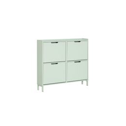 sobuy Schuhschrank mit 4 T&uuml;ren Gr&uuml;n 100x19x90,5cm Minimalistisch
