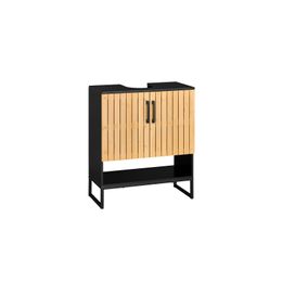 sobuy Waschbeckenunterschrank mit 2 T&uuml;ren Schwarz 60x30x70,5cm Modern