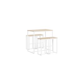 sobuy Bartisch-Set mit 4 Hockern Holzfarbe 100x60x96cm Industriell
