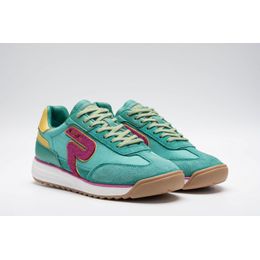 Replay Damen Keilsneaker, Gr. 38, gr&uuml;n, Leder, Lederimitat, Textil, kontrastfarbene Details, Schuhe, Trend-Sneaker, Halbschuh, Schn&uuml;rschuh mit