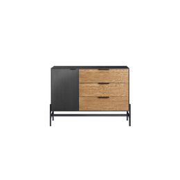 sobuy Sideboard mit 3 Schubladen Schwarz 113x40x82,5cm Vintage