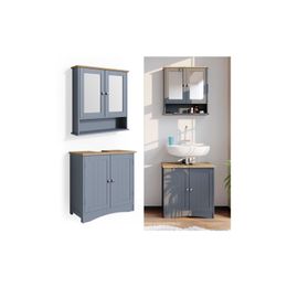 VICCO 2er Badm&ouml;bel Set Bianco Spiegelschrank Waschtischunterschrank Badschrank Badezimmerm&ouml;bel Set im Landhausstil