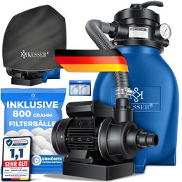 Kesser&reg; Sandfilter Sandfilteranlage + 800g Filterb&auml;lle ersetzen 25kg Filtersand- Poolfilter 10 m&sup3;/h Filteranlage Filterkessel f&uuml;r Pool Schwimmbecken 4-Wege Ventil , einfache Steuerung