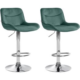 CLP 2er Set Barhocker Vonore Samt chrom Farbe:gr&uuml;n;Gestell Farbe:chrom