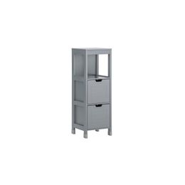 sobuy Badunterschrank mit 2 Schubladen Grau 30x30x89,2cm Modern