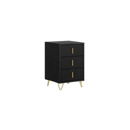 sobuy Nachttisch mit 3 Schubladen Schwarz 40x40x63cm Modern