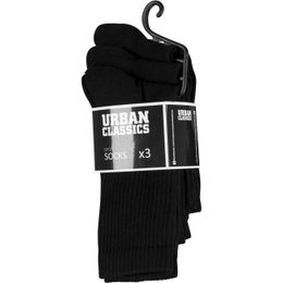 Urban Classics Herren Str&uuml;mpfe "Urban Classics Unisex Sport Socks 3-Pack", Gr. 35, schwarz, Baumwolle, Elasthan, Polyester, unifarben, Socken