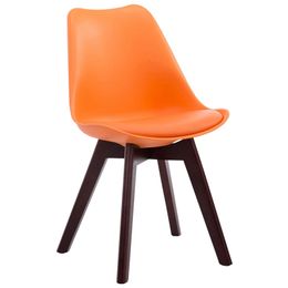 CLP Besucherstuhl Borneo V2 Walnuss Kunstleder Farbe:orange;Gestell Farbe:walnuss