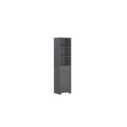 sobuy Badezimmer-Hochschrank mit 1 Schublade Dunkelgrau 40x35x161,5cm Modern