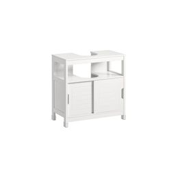 sobuy Waschbeckenunterschrank mit 2 T&uuml;ren Wei&szlig; 60x30x60cm Rustikal