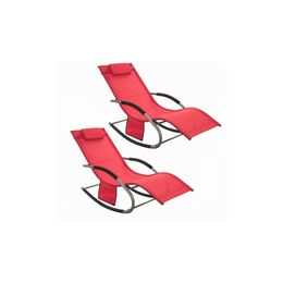 sobuy Schaukelstuhl-Set f&uuml;r 2 Personen f&uuml;r den Garten Rot 147x63x85cm Industriell