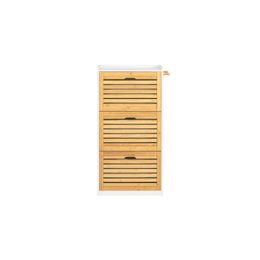 sobuy Schuhschrank mit 3 T&uuml;ren Holzfarbe 55x30x112cm Modern