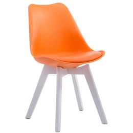 CLP Besucherstuhl Borneo V2 Wei&szlig; Kunstleder Farbe:orange;Gestell Farbe:wei&szlig;