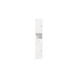 sobuy Badezimmer-Hochschrank mit 1 Schublade Wei&szlig; 32x30x170cm Funktional