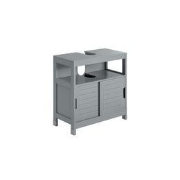 sobuy Waschbeckenunterschrank mit 2 T&uuml;ren Grau 60x30x60cm Modern