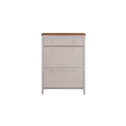 sobuy Schuhschrank mit 3 T&uuml;ren Hellgrau 80x25x108cm Modern