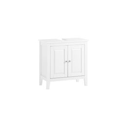 sobuy Waschbeckenunterschrank mit 2 T&uuml;ren Wei&szlig; 60x30x62,5cm Rustikal