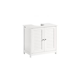 sobuy Waschbeckenunterschrank mit 2 T&uuml;ren Wei&szlig; 60x35x58cm Rustikal