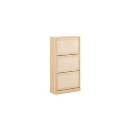 sobuy Schuhschrank mit 3 T&uuml;ren Holzfarbe 60x24x118cm Funktional
