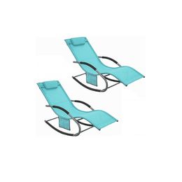 sobuy Schaukelstuhl-Set f&uuml;r 2 Personen f&uuml;r den Garten T&uuml;rkis 150x63x87cm Industriell