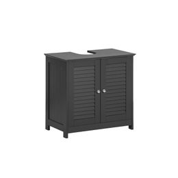 sobuy Waschbeckenunterschrank mit 2 T&uuml;ren Dunkelgrau 60x35x58cm Modern