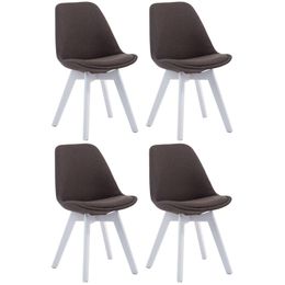 CLP 4er Set Besucherst&uuml;hle Borneo V2 Wei&szlig; Stoff Farbe:dunkelgrau;Gestell Farbe:wei&szlig;