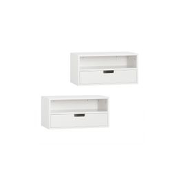 sobuy Nachttisch mit 2 Schubladen Wei&szlig; 45x25x22cm Modern