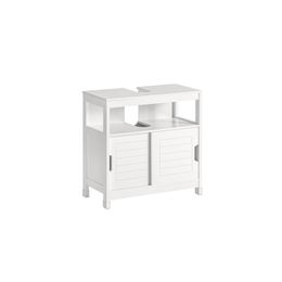sobuy Waschbeckenunterschrank mit 2 T&uuml;ren Wei&szlig; 30x60x61cm Modern