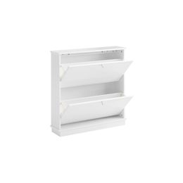 sobuy Schuhschrank mit 2 T&uuml;ren Wei&szlig; 76x18x78cm Modern