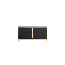 sobuy Schuhbank mit 2 T&uuml;ren Schwarz 90x34x46cm Klassisch