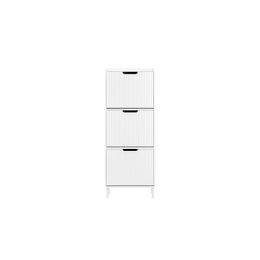 sobuy Schuhschrank mit 3 T&uuml;ren Wei&szlig; 50,5x19x129,5cm Modern