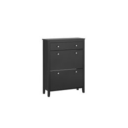 sobuy Schuhschrank mit 1 Schublade Schwarz 80x25x108cm Nordisch