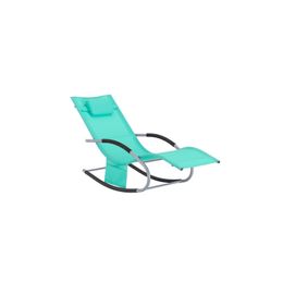 sobuy Wetterfester Schaukelstuhl f&uuml;r den Garten Hellblau 150x63x87cm Modern