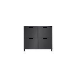 sobuy Schuhschrank mit 4 T&uuml;ren Schwarz 19x100x89,99cm Minimalistisch