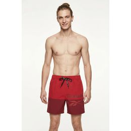 Reebok Herren Badeshorts "Rory", rot, Gr. S, unifarben, Web, Polyester, Badehosen, mit Kordelzug und elastischem Bund, mit Logo, schnell trocknend