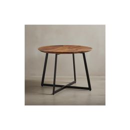 KADIMA DESIGN Haim-Couchtisch aus massivem Sheesham-Holz, Rund, Modernes Design, 60x60x45 cm