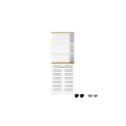 sobuy Badezimmerschrank mit 1 T&uuml;r Wei&szlig; 60x30x160cm Funktional