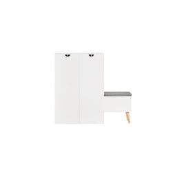 sobuy Schuhschrank mit 2 Schubladen Wei&szlig; 124x24x114,5cm Modern