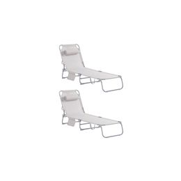 sobuy Sonnenliegen 2er-Set Beige 167x56x81cm Minimalistisch