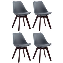CLP 4er Set Besucherst&uuml;hle Borneo V2 Walnuss Kunstleder Farbe:grau;Gestell Farbe:walnuss
