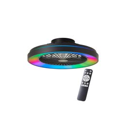 Brilliant LED-Deckenleuchte mit Ventilator, 48,5 cm - Schwarz, Metall & Kunststoff, RGB & CCT-Technologie, Dimmbar, inklusive Fernbedienung