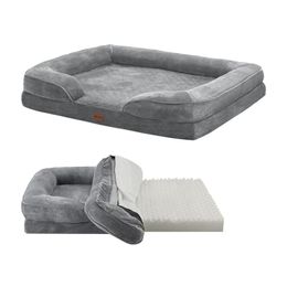 Juskys Hundebett Sheena XL - 105 x 82 cm - orthop&auml;disch & flauschig - Bezug abnehmbar & waschbar