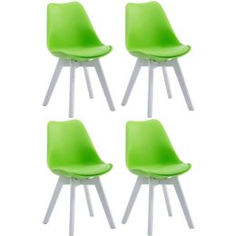 CLP 4er Set Besucherst&uuml;hle Borneo V2 Wei&szlig; Kunstleder Farbe:gr&uuml;n;Gestell Farbe:wei&szlig;