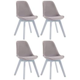 CLP 4er Set Besucherst&uuml;hle Borneo V2 Samt wei&szlig; Farbe:grau;Gestell Farbe:wei&szlig;