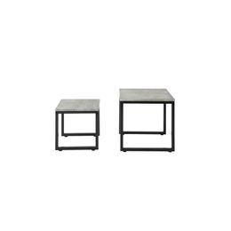 sobuy 2-teiliges Set aus 2 Satztischen Hellgrau 50x50x50cm Industriell