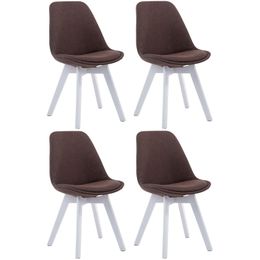 CLP 4er Set Besucherst&uuml;hle Borneo V2 Wei&szlig; Stoff Farbe:braun;Gestell Farbe:wei&szlig;