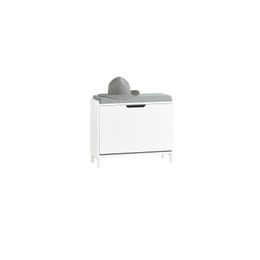 sobuy Schuhbank mit 1 T&uuml;r Wei&szlig; 60x24x51cm Industriell