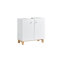 sobuy Waschbeckenunterschrank mit 2 T&uuml;ren Wei&szlig; 60x30x60,5cm Minimalistisch
